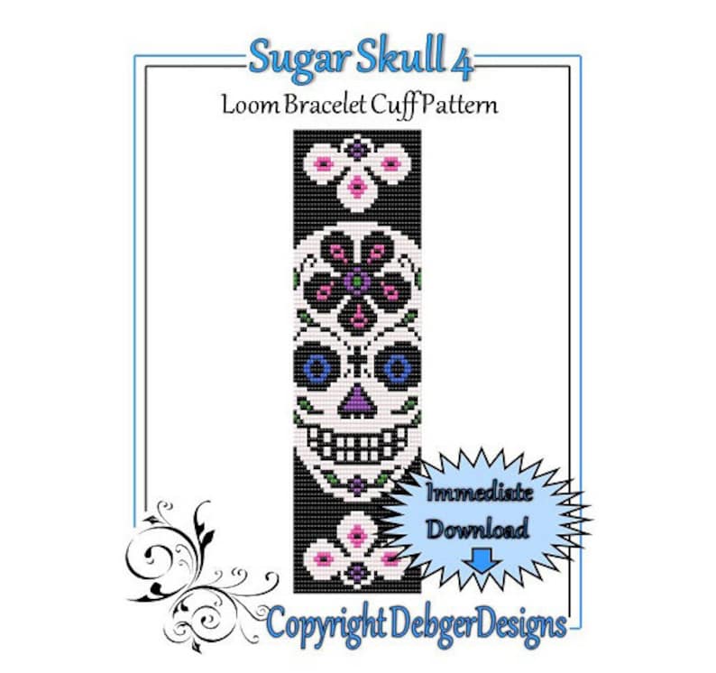 Bead Pattern Loom(bracelet Cuff)-sugar Skull 4 - Etsy