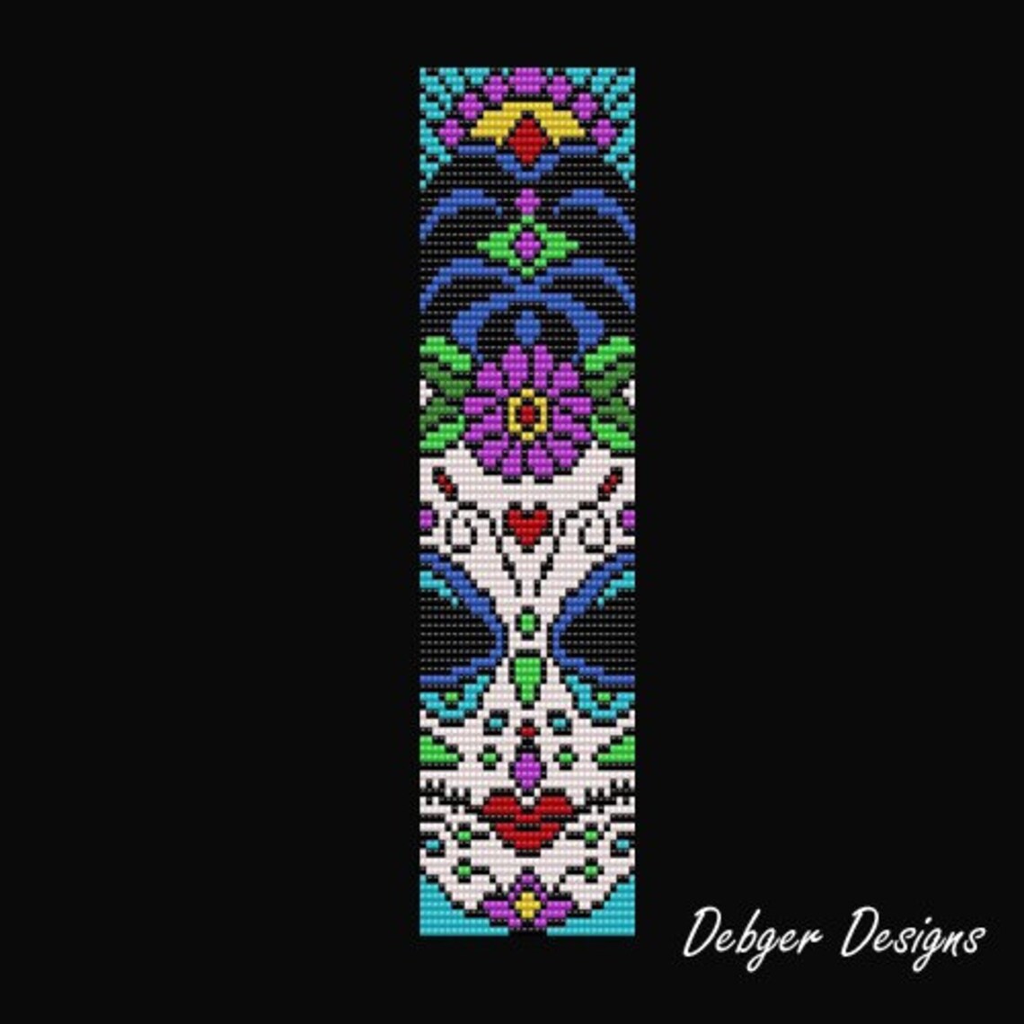Bead Pattern Loom(bracelet Cuff)-sugar Skull 3 - Etsy