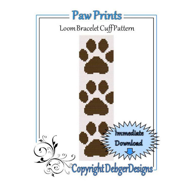 Bead Pattern Loom(bracelet Cuff)-paw Prints - Etsy