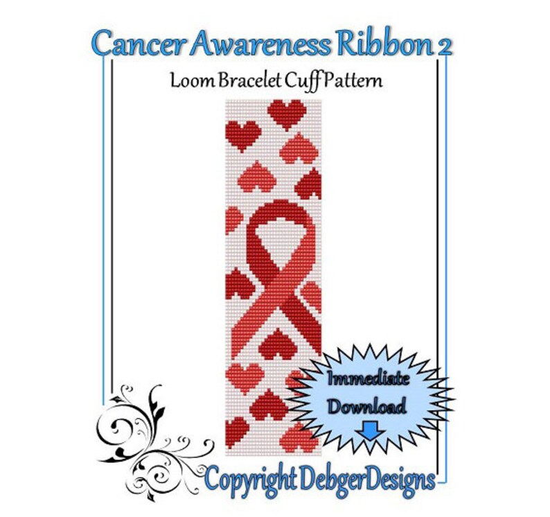 Bead Pattern Loom(bracelet Cuff)-cancer Awareness Ribbon 2 - Etsy