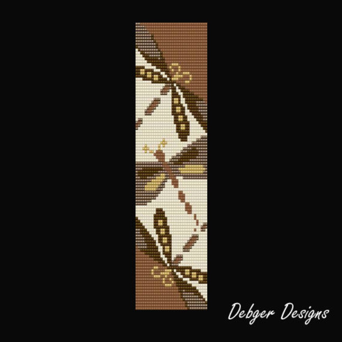 Bead Pattern Loom(bracelet Cuff)-coffee and Cream Dragonflies - Etsy