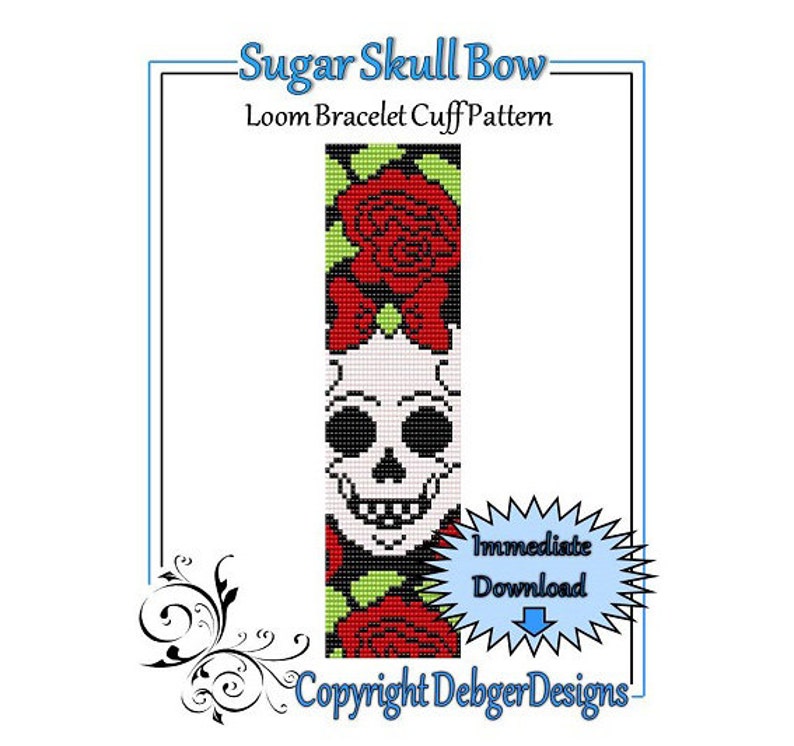 Bead Pattern Loom(bracelet Cuff)-sugar Skull Bow - Etsy