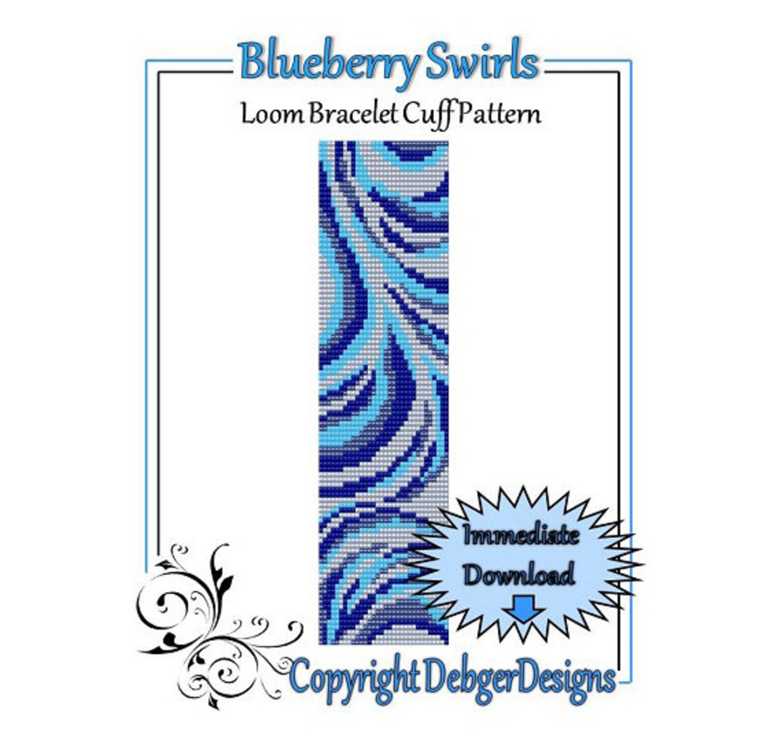 Bead Pattern Loom(bracelet Cuff)-blueberry Swirls - Etsy
