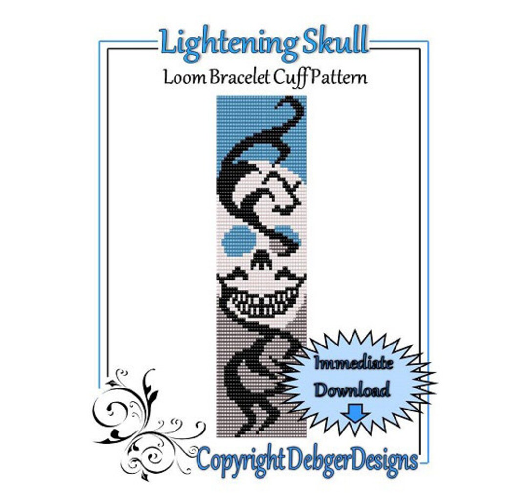 Bead Pattern Loom(bracelet Cuff)-lightening Skull - Etsy