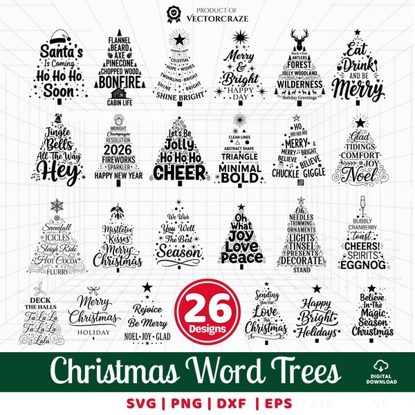 Christmas Word Tree - Etsy