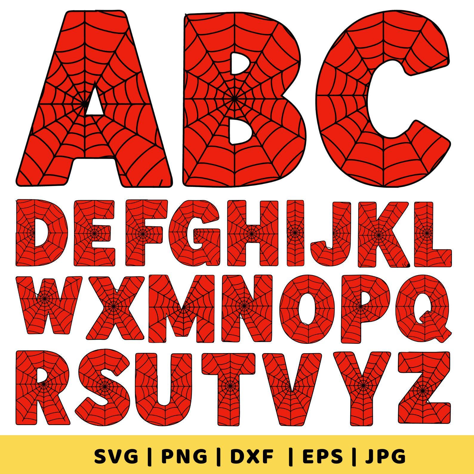 Spider Web Font: Spidey Alphabet and Numbers (SVG, PNG) - Etsy