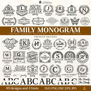 Family Monogram SVG Bundle: 85 Designs - Last Name, Cricut & Glowforge ...