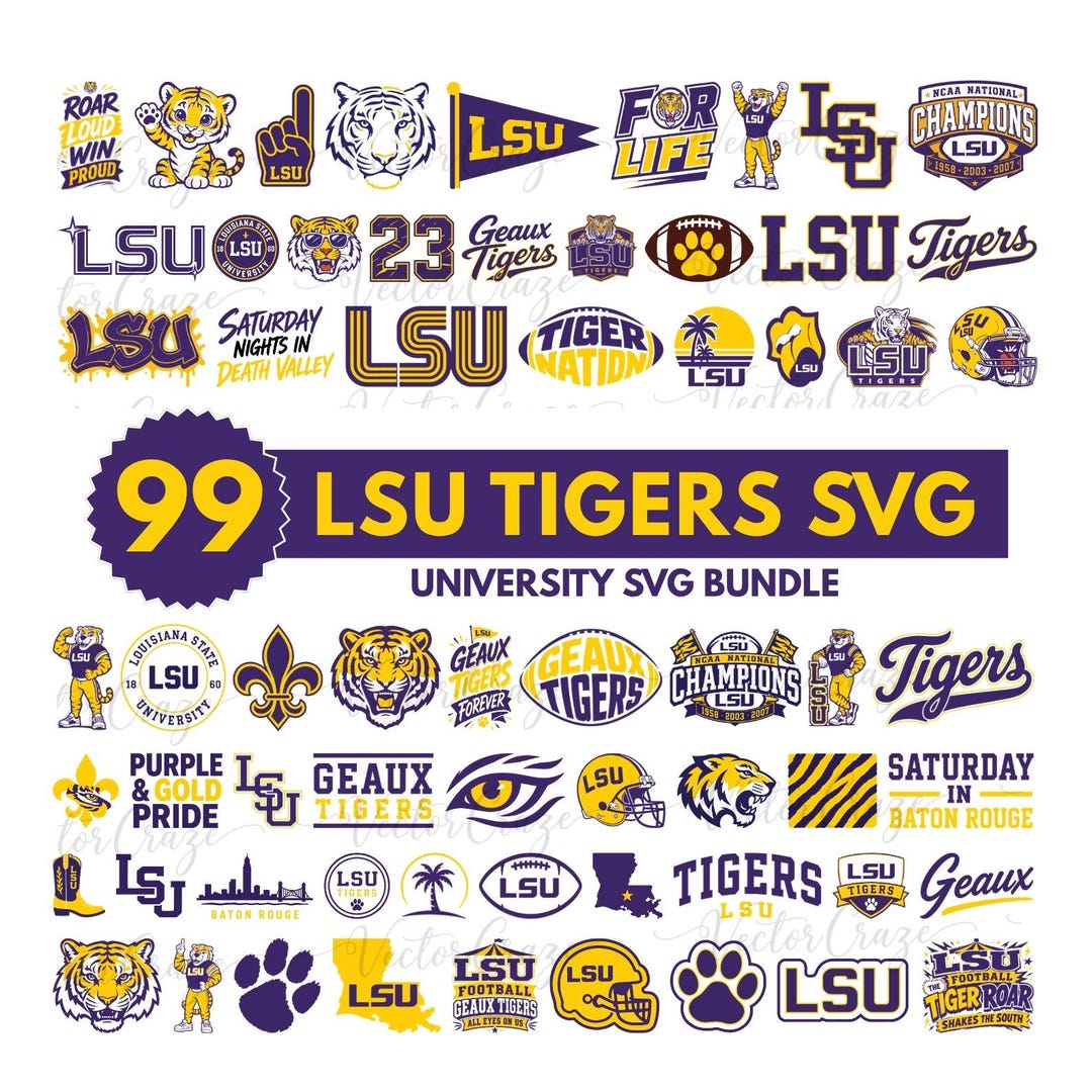 99+ LSU Tigers Bundle: SVG & PNG - Football, Cricut, Printable ...