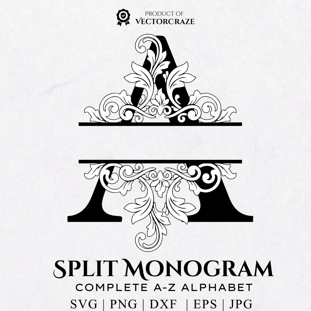 Floral Split Monogram Font: A to Z Alphabets - Floral Alphabet, Family ...