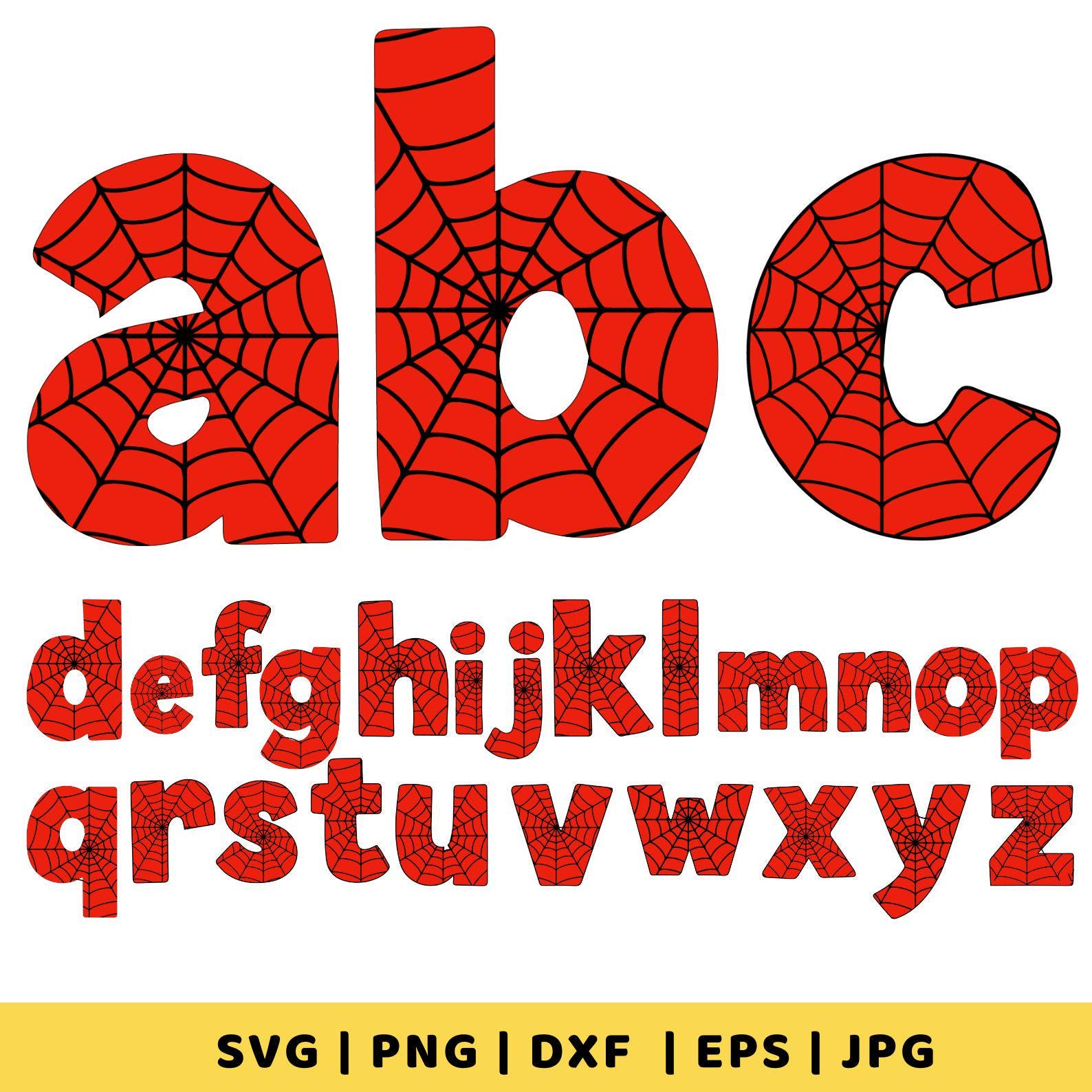 Spider Web Font: Spidey Alphabet and Numbers (SVG, PNG) - Etsy