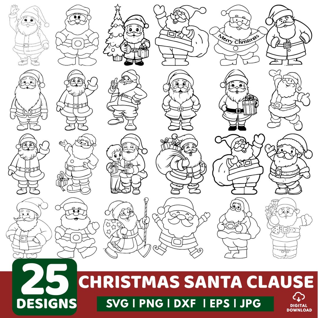 Santa Clipart Designs (holiday - Svg, Png, Dxf, Eps) Digital Download ...