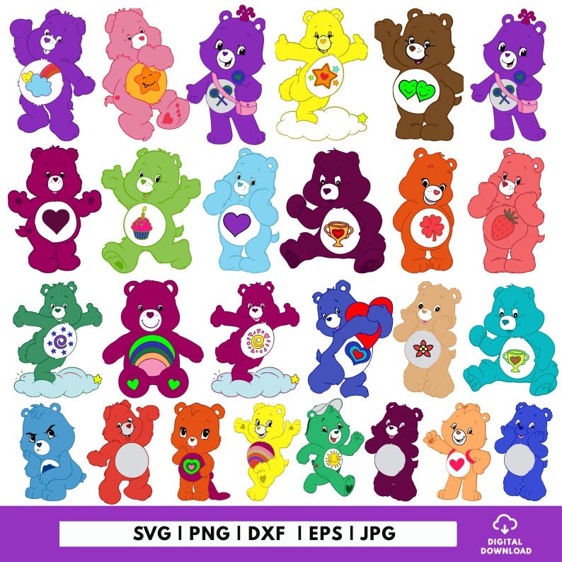 Care Bear SVG Bundle | 100 Cute Cartoon Designs (digital Download) - Etsy