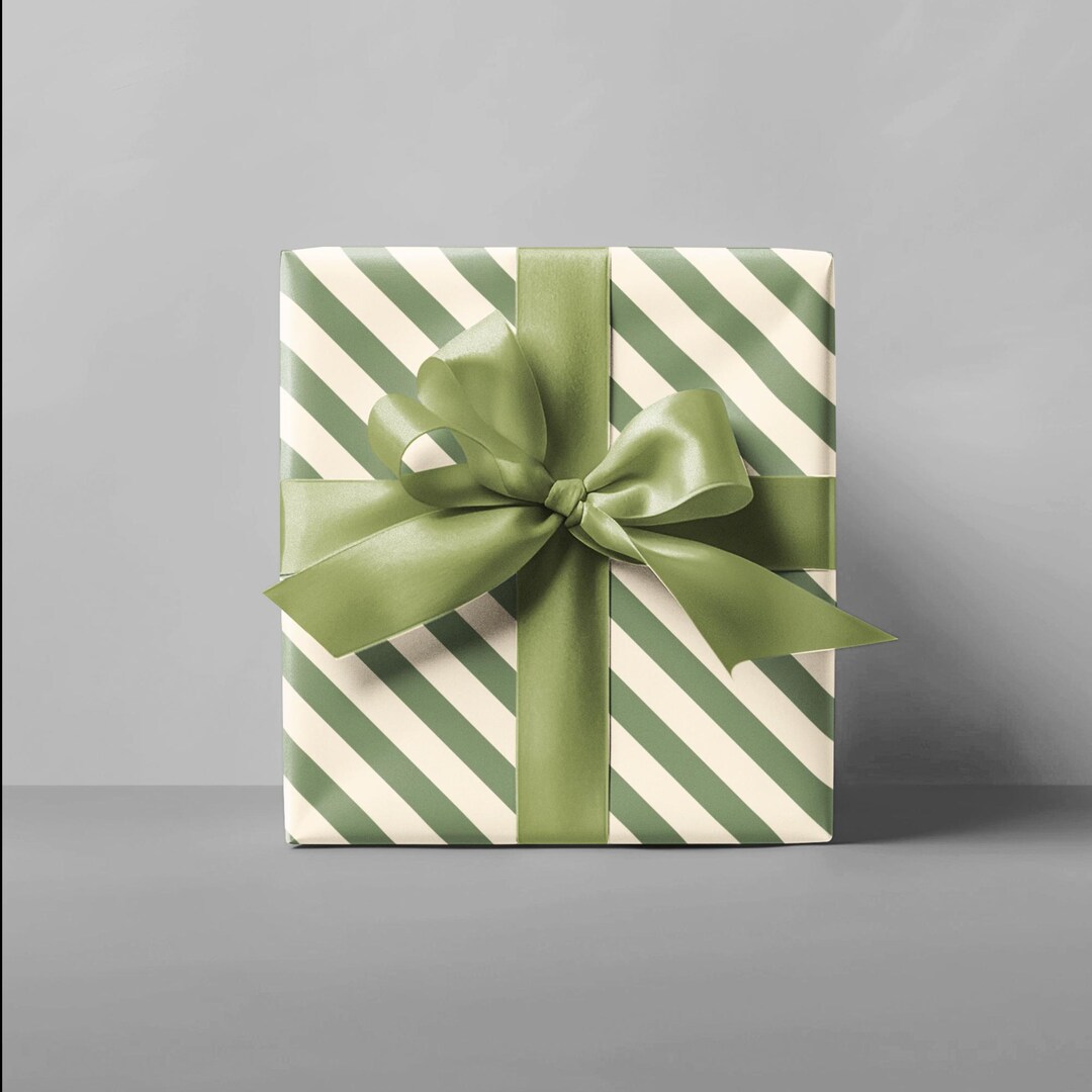 Green Stripe Gift Wrap Papers for Any Occasion, Eco-friendly Wrapping ...