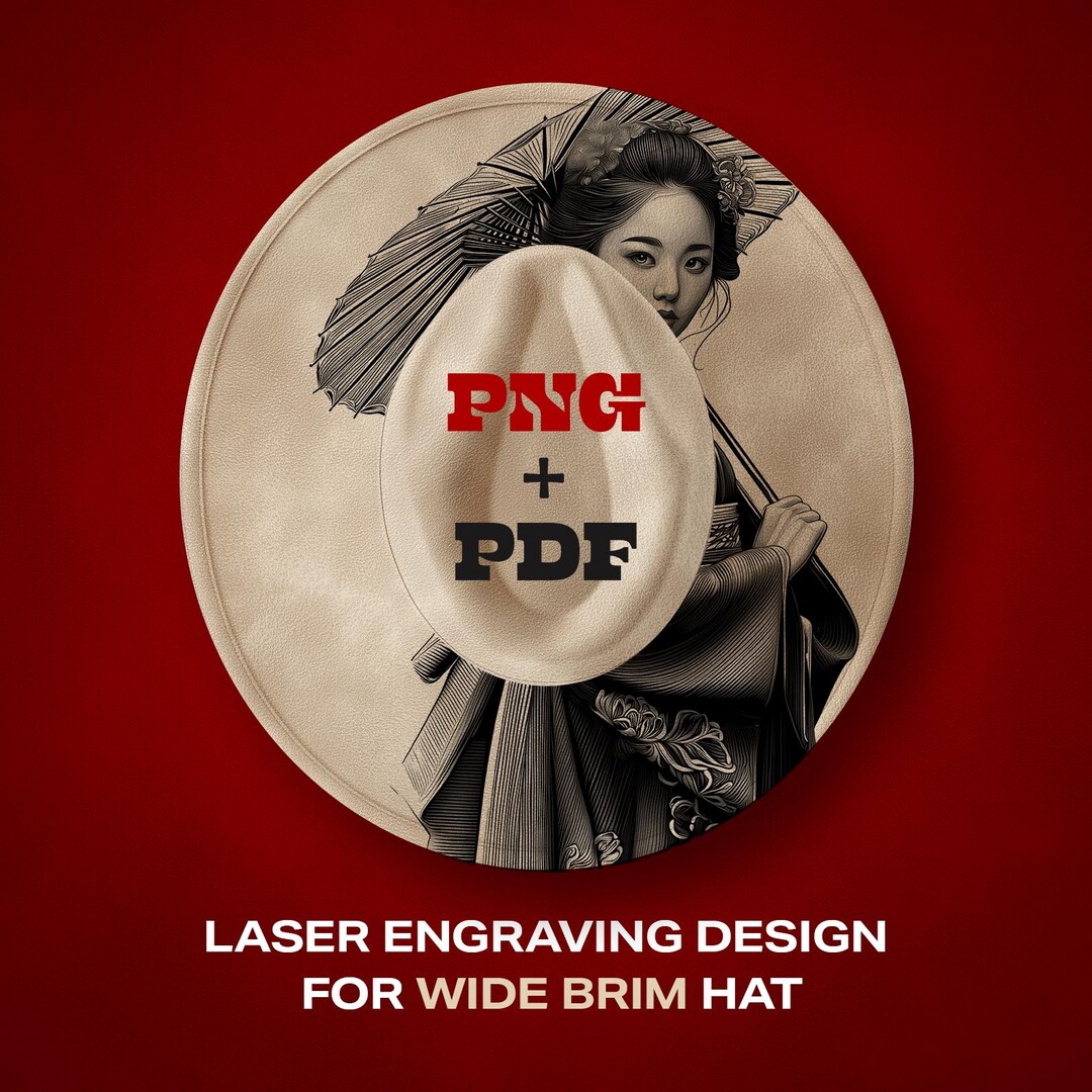 Japanese Geisha Hat Laser Engraving Design: Wide Brim Burning PNG & PDF ...