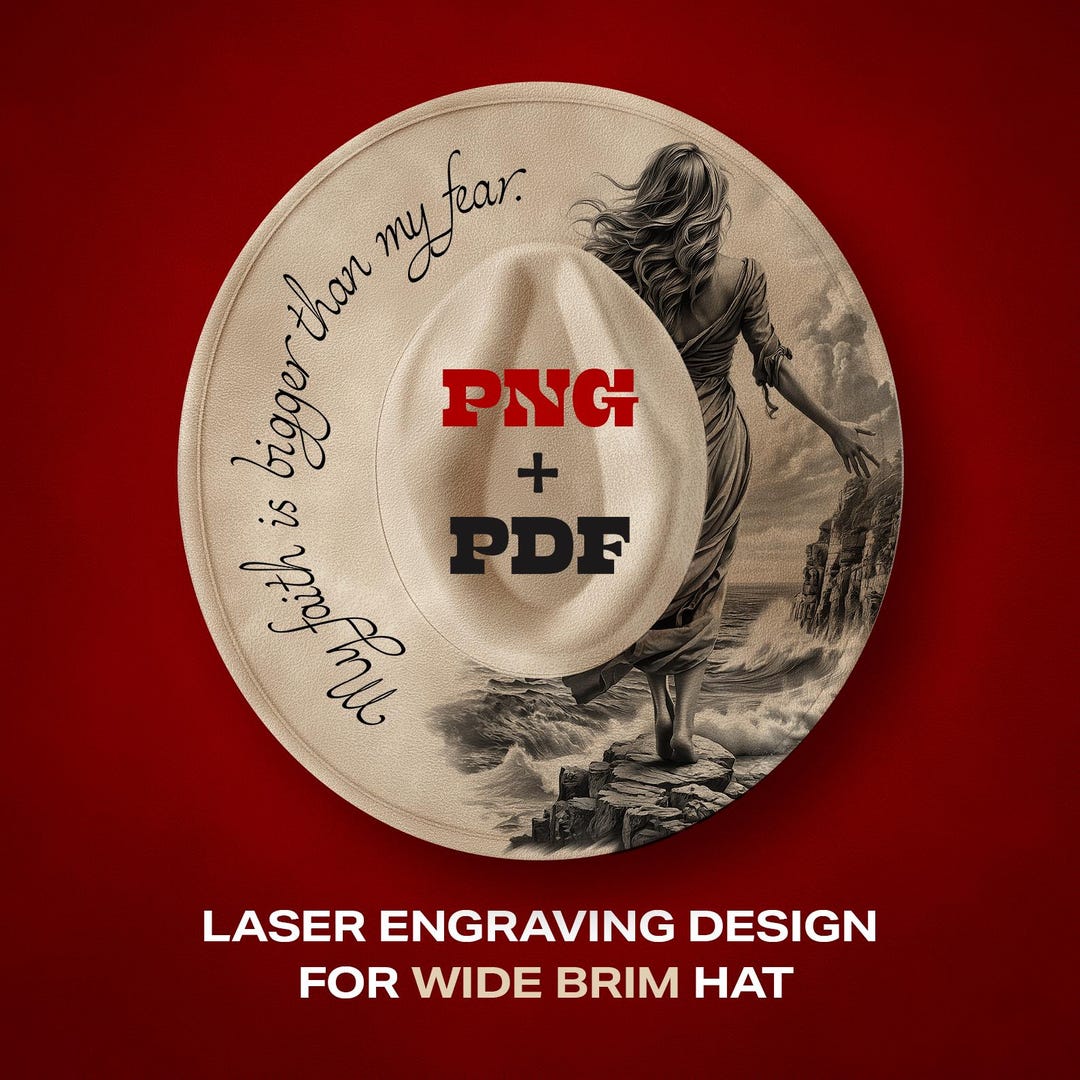 My Faith Hat Laser Engraving Design: Wide Brim Burning PNG & PDF Files ...