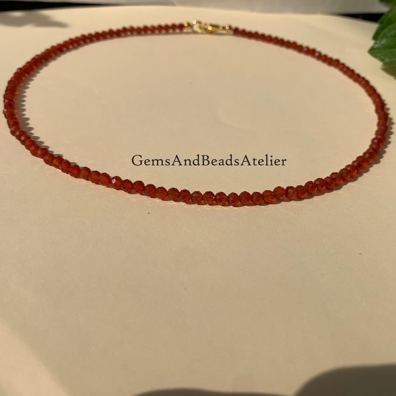Dainty Carnelian Beaded Minimalist Choker, Tiny 3mm Carnelian Gemstone ...