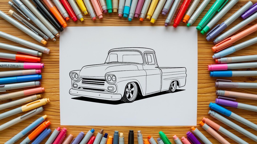 1959 Chevrolet Apache Lowered Coloring Page - Etsy