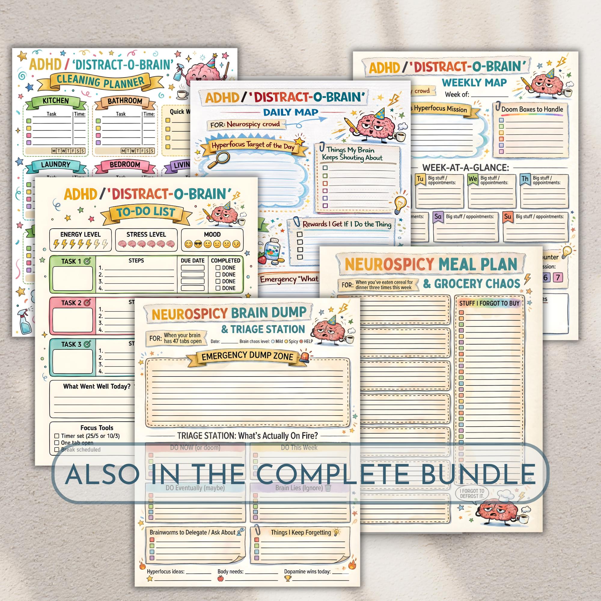 ADHD Daily Planner | Neurodivergent Brain Dump & Focus Map (PDF ...