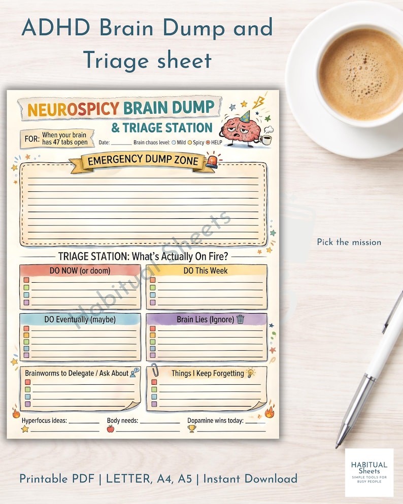 ADHD Planner Bundle Printable, Daily + Weekly + Brain Dump (4 Sizes PDF ...