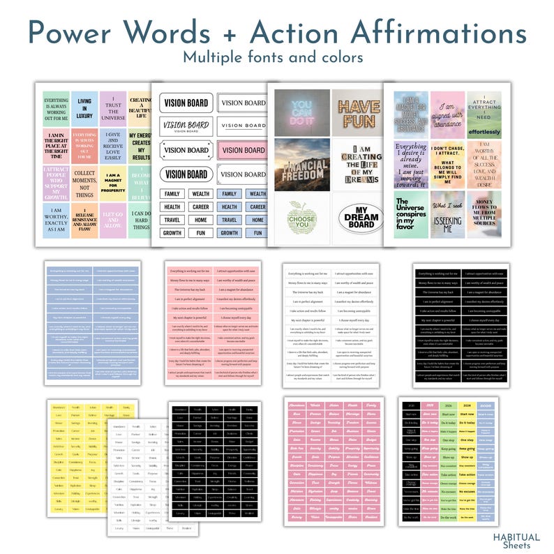 2026 Vision Board Kit | Printable Collage Sheets + Word Tiles ...