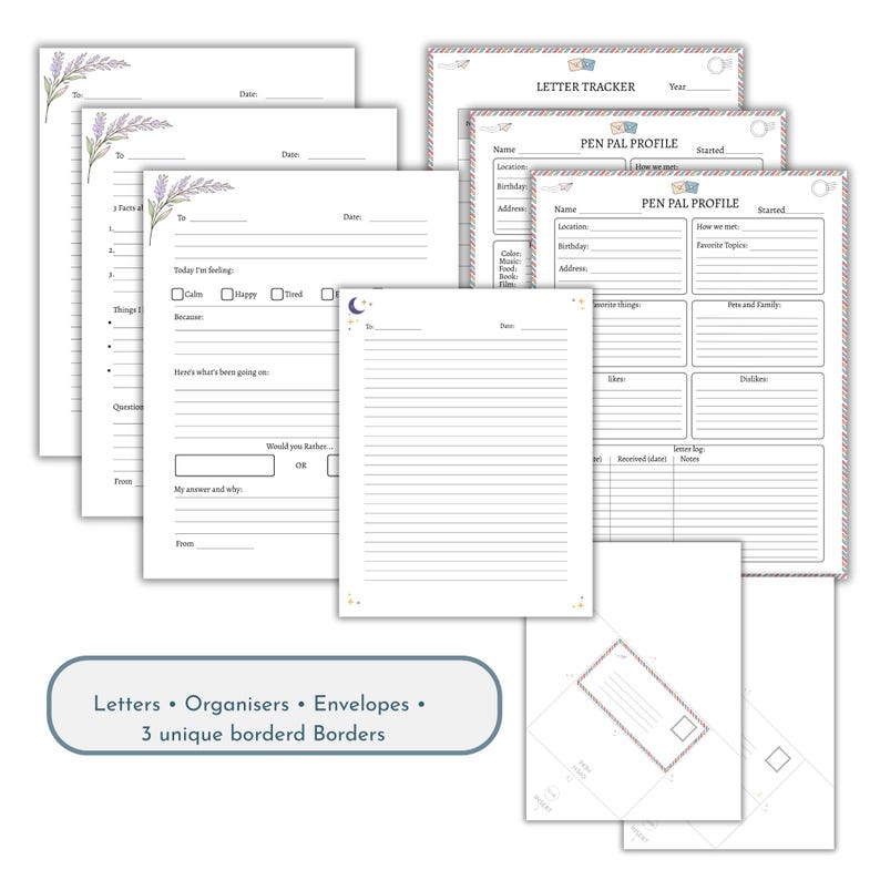 Pen Pal Starter Kit Printable Bundle | Letter Templates & Envelope (A4 ...