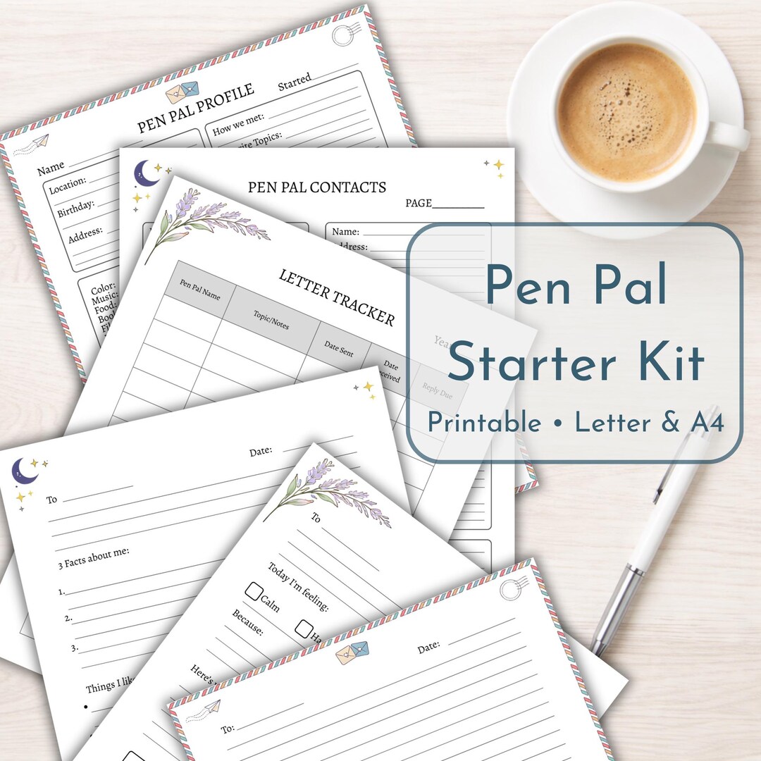 Pen Pal Starter Kit Printable Bundle | Letter Templates & Envelope (A4 ...