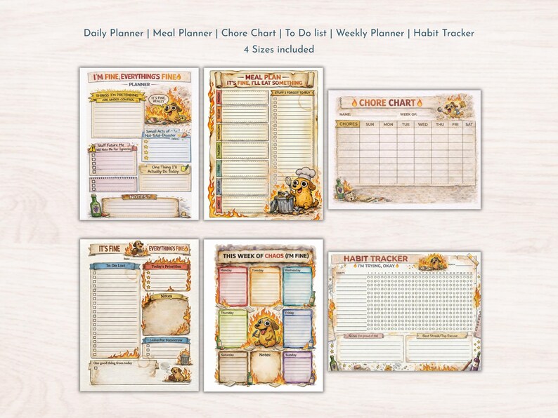 Funny Life Planner, Daily, Weekly, to Do, Meal, Habit, Chore Chart (PDF ...