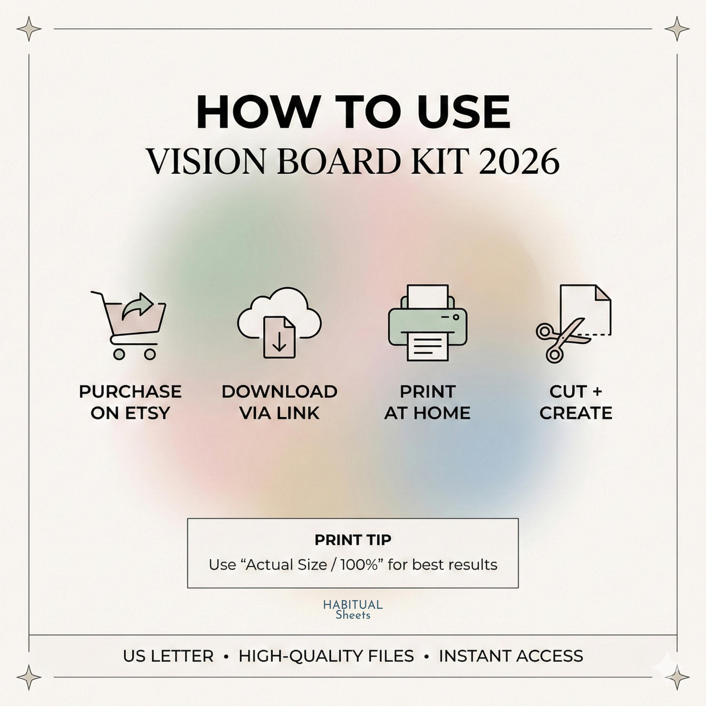Vision Board Kit | Printable Collage Sheets + Word Tiles + Affirmations ...