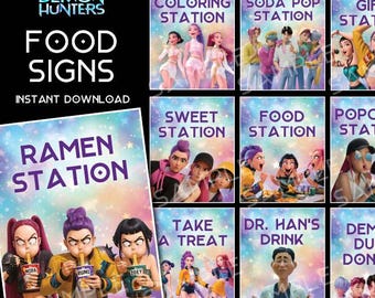 K-pop Demon Hunter Food Signs Ramen Bar Soda Pop | Birthday Party Favor ...