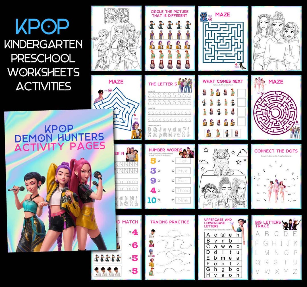 60 Pages Kpop Demon Hunter Activities Game | Printable Kindergarten ...