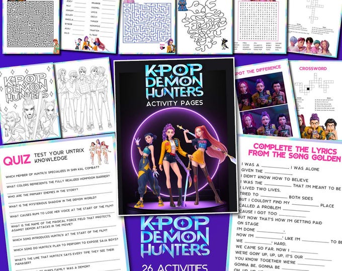 K-pop Demon Hunters Activity and Games Party Pack Printable Demon ...