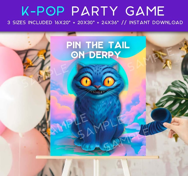 K-pop Demon Hunter Pin the Tail on Derpy Tiger Party Game | Derpy Party ...