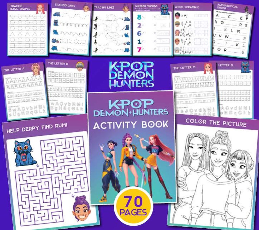 70 Pages Kpop Demon Hunter Activities Game | Printable Kindergarten ...