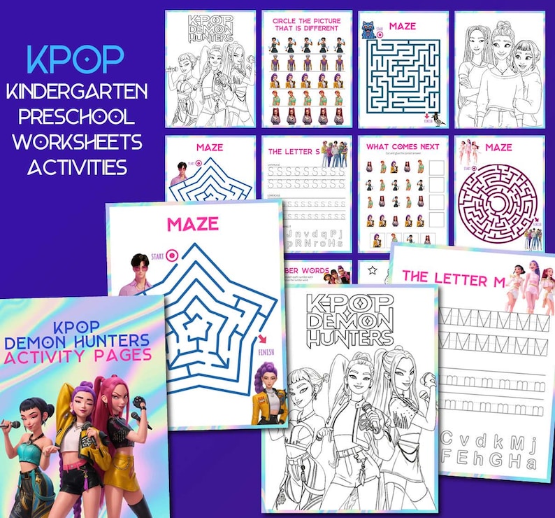 60 Pages Kpop Demon Hunter Activities Game | Printable Kindergarten ...