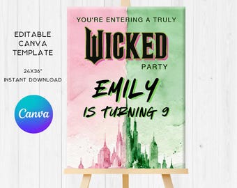 Wicked Welcome Sign | Birthday Party Decor | Party Poster Decoration ...