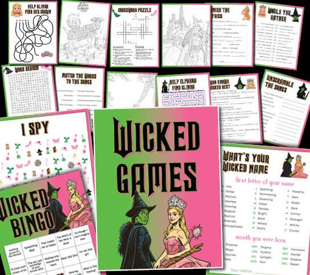 Wicked Games Activities | Printable Party Fun Activity Sheet | Maze ...