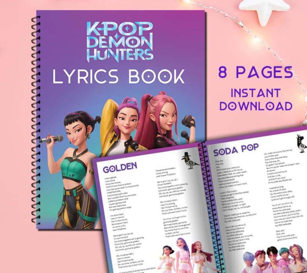 K-pop Demon Hunter Lyrics Book | Birthday Song Book Party Favor | Sing ...