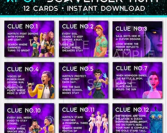 K-pop Demon Hunter Kids Bingo Game 30 Cards | Huntrix Lotto Birthday ...