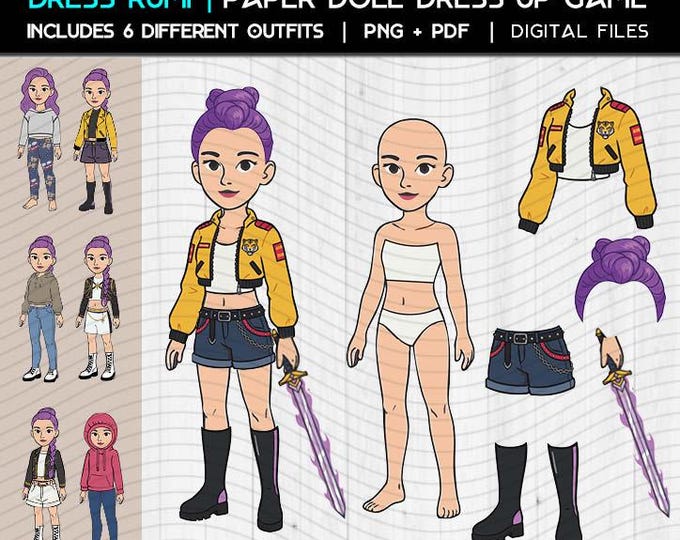 Kpop Demon Hunters Rumi Paper Doll Sticker Kit (digital & Printable ...