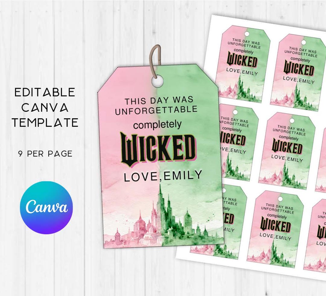 Wicked Thank You Tags | Birthday Party Decor Decoration | Canva Gift ...