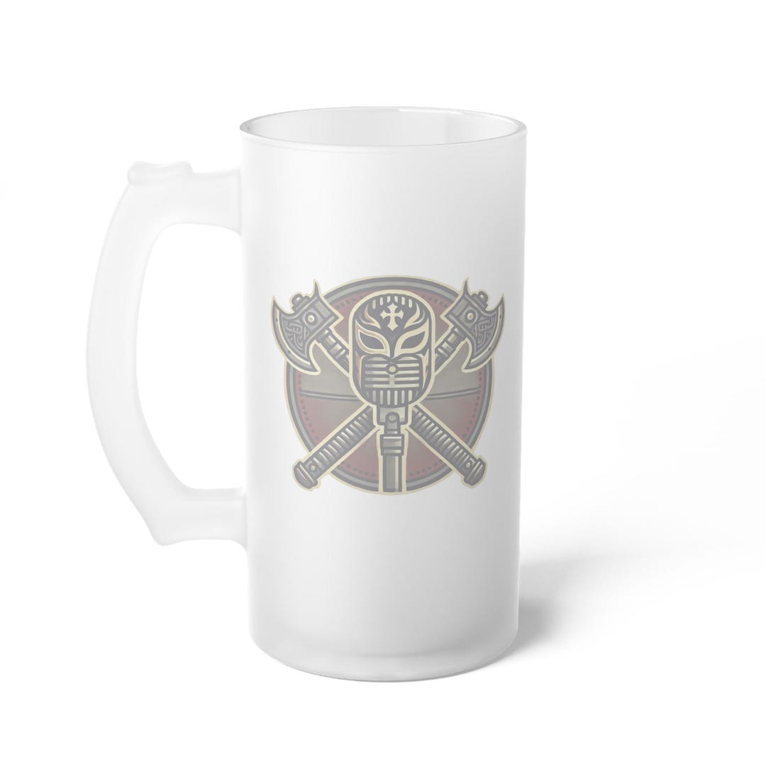 Luchador Mask Frosted Glass Beer Mug, Viking Axe Barware - Etsy