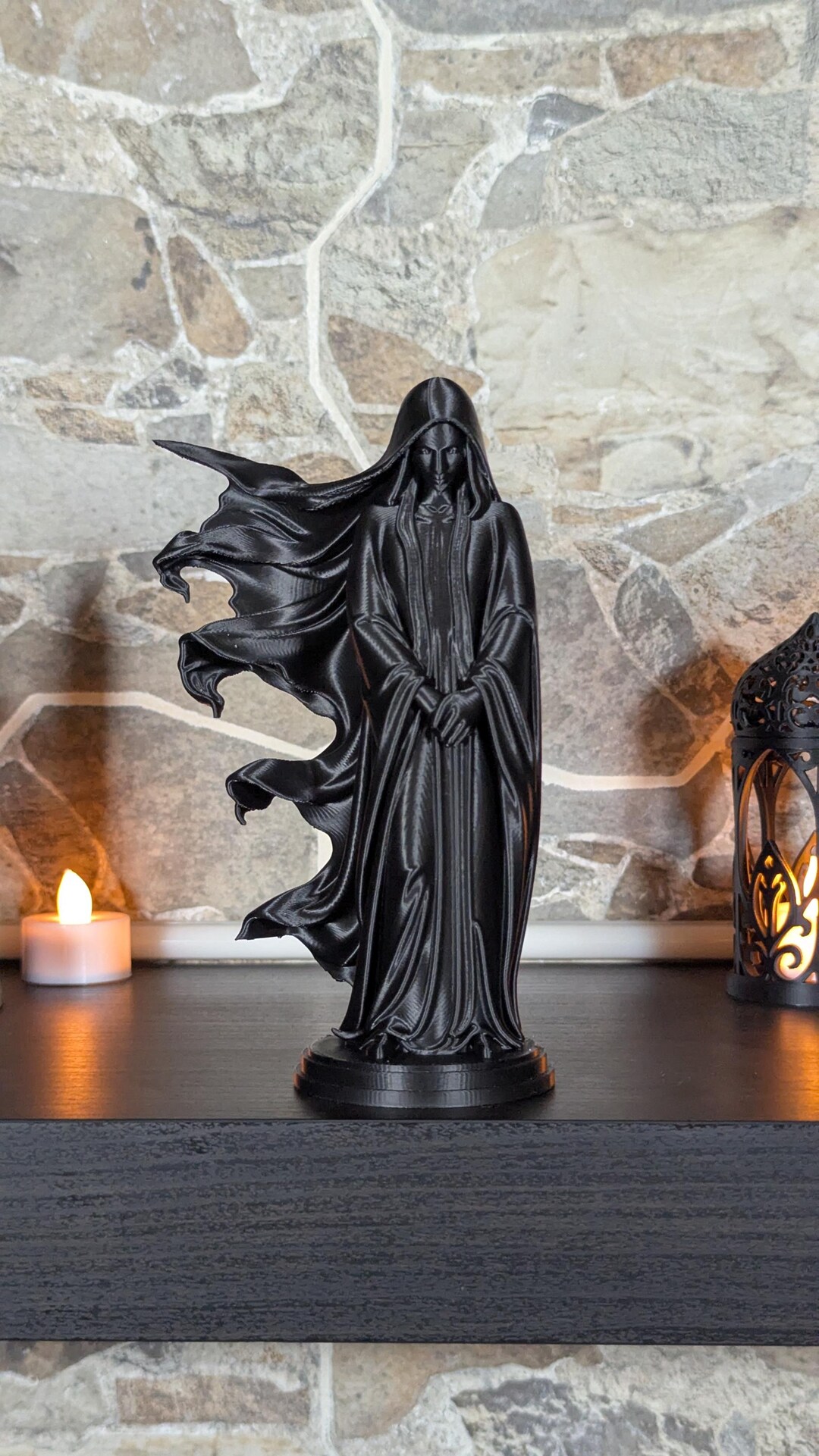 Gothic Cloaked Figure Statue, Victorian Altar Decor, Dramatic Macabre ...