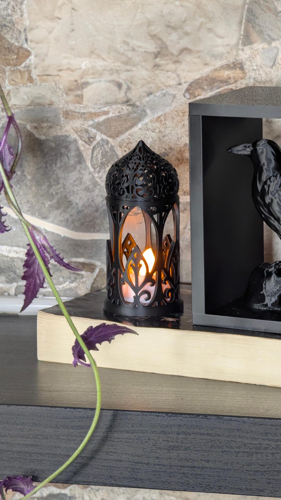 Gothic Filigree Tea Light Holder, Baroque Lantern Luminaria, Dark ...