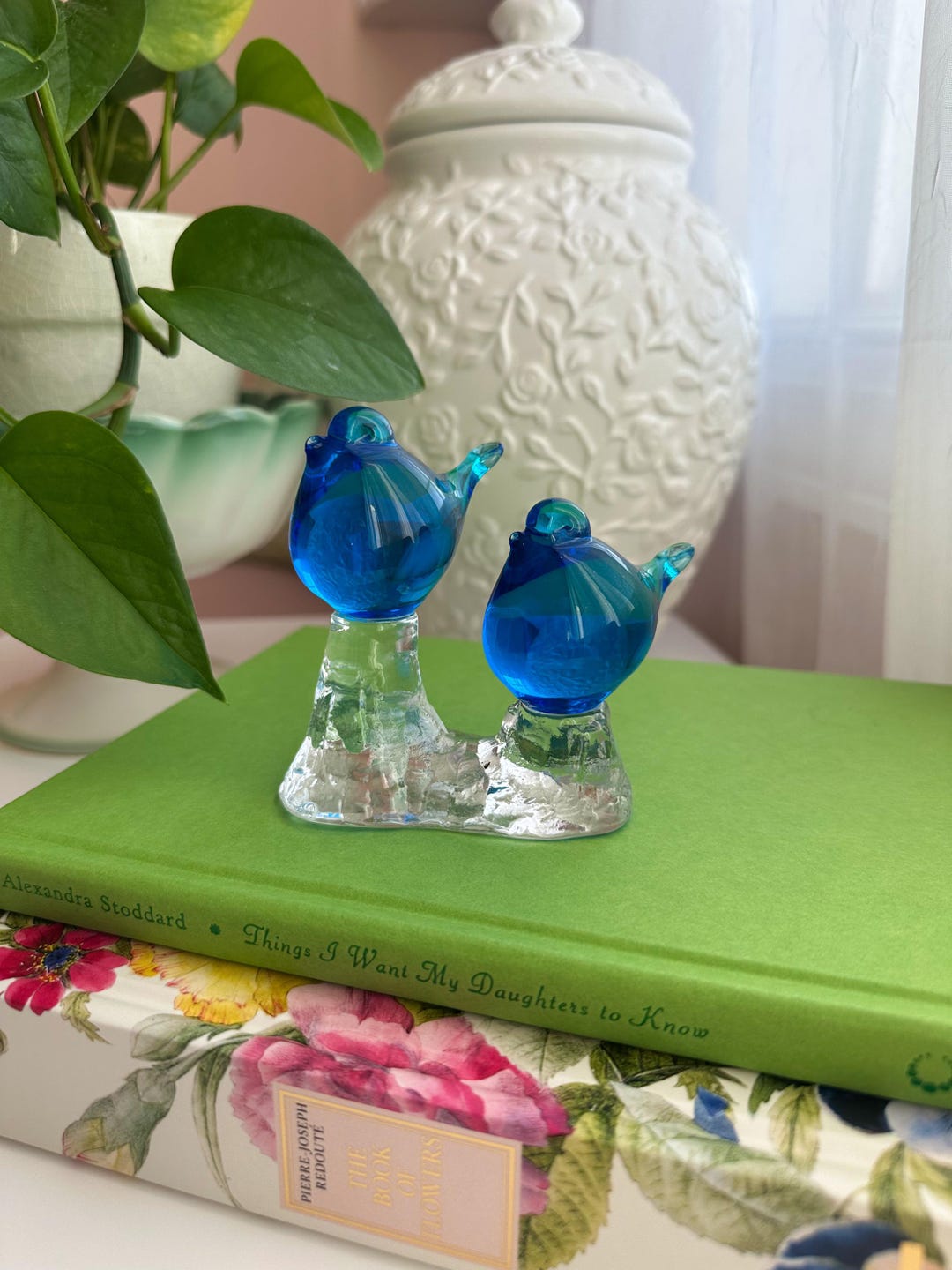 Vintage Art Glass Blue Birds of Happiness Figurine Paperweight - Etsy