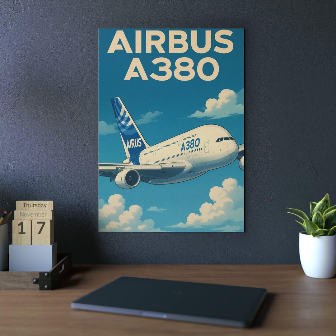 Airbus A380 Poster Aluminum Composite Panel | Vintage Aviation Wall Art ...