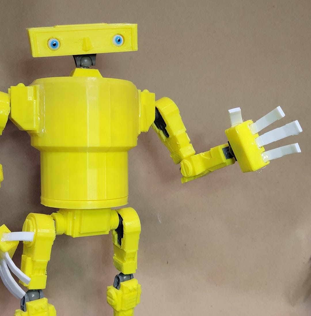 10" 3D Printed Yellow Robot Lite Custom Figure Unpainted - Etsy