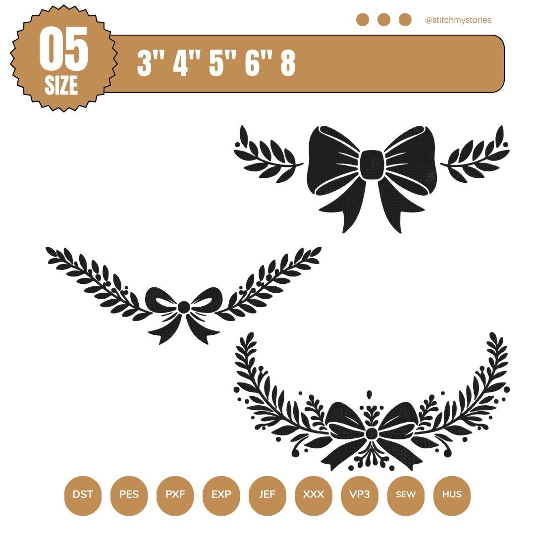 Greenery Crest Bow Embroidery Design, Floral Monogram (digital File) - Etsy