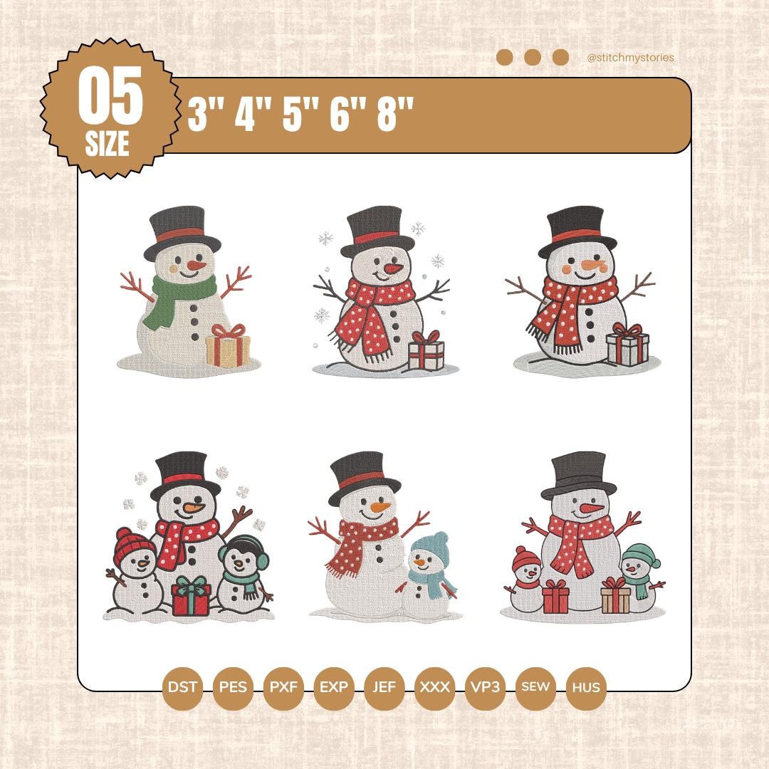 Snowman Embroidery Design: Christmas Stitch Pattern (digital Download ...
