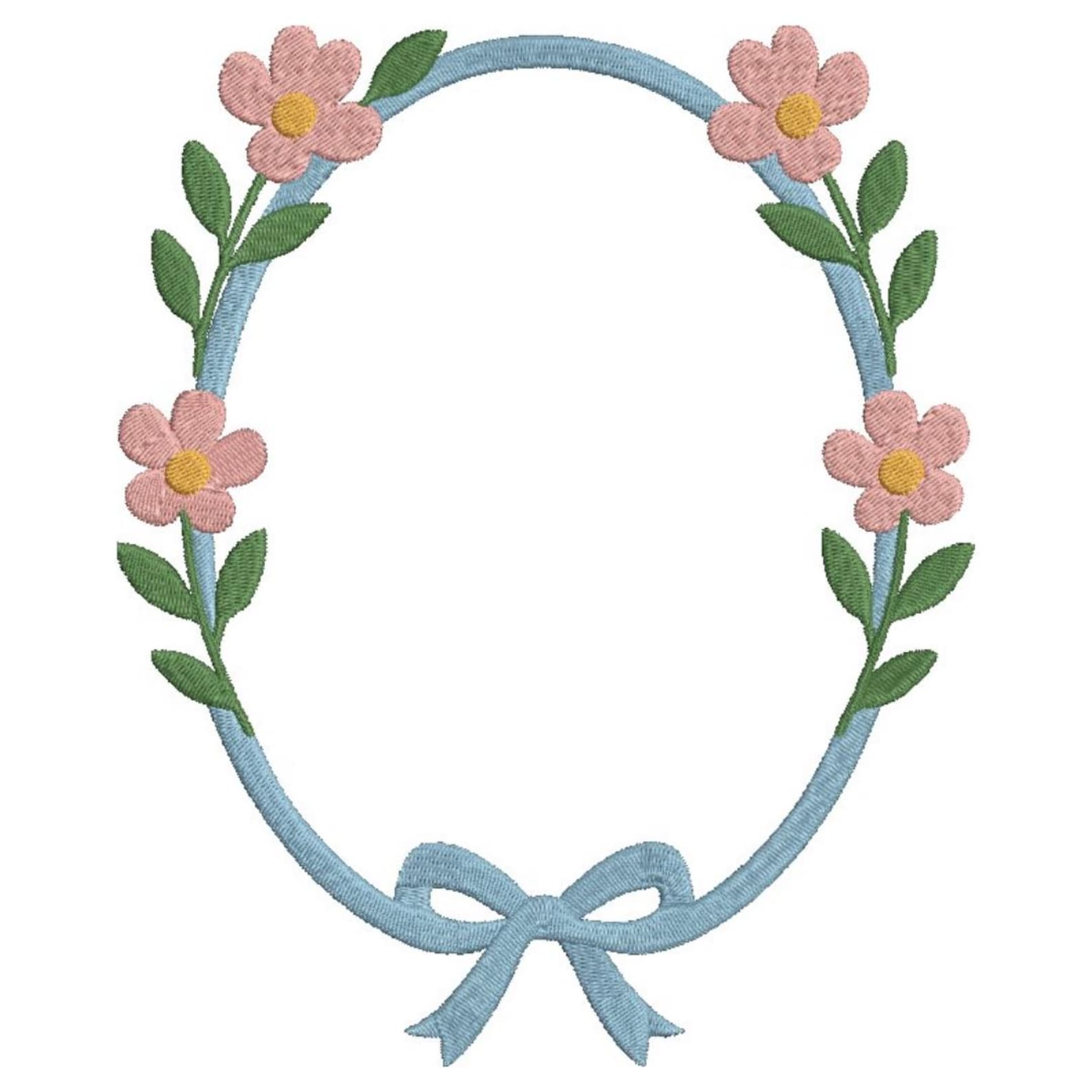 Monogram Wreath Embroidery Designs | Laurel Frame Pattern (digital ...