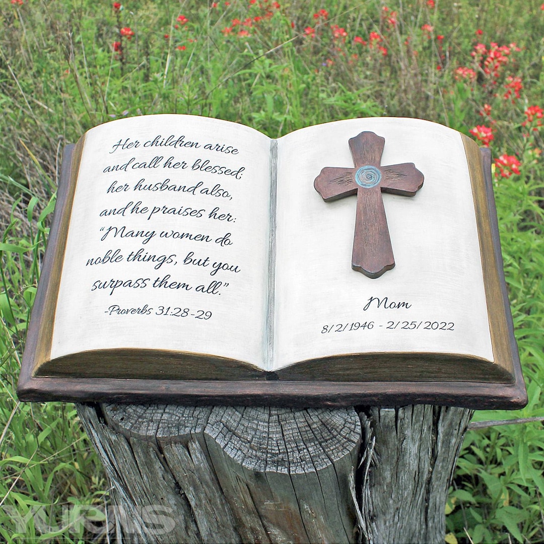 Personalized Christian Bible With Cross & Scripture Cremation Urn ...